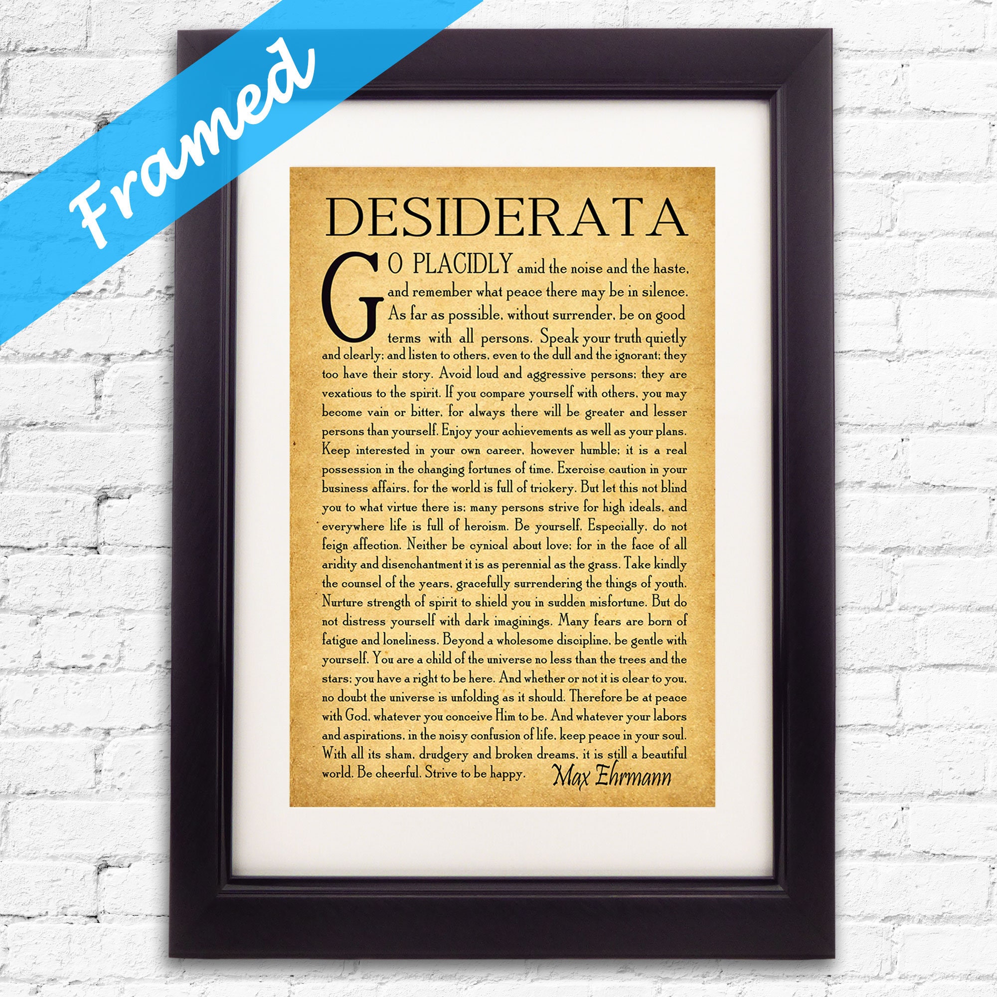 Framed Desiderata Poem Desiderata Poster Framed Graduation - Etsy UK