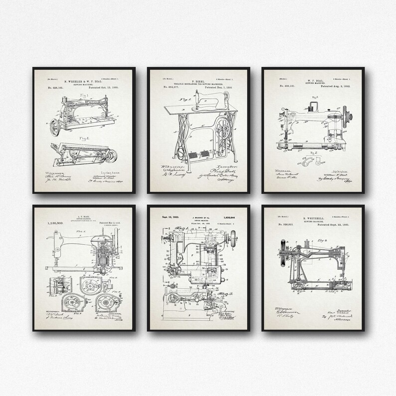 Sewing Room Decor Sewing Wall Art Set of 6 Sewing Blueprints | Etsy