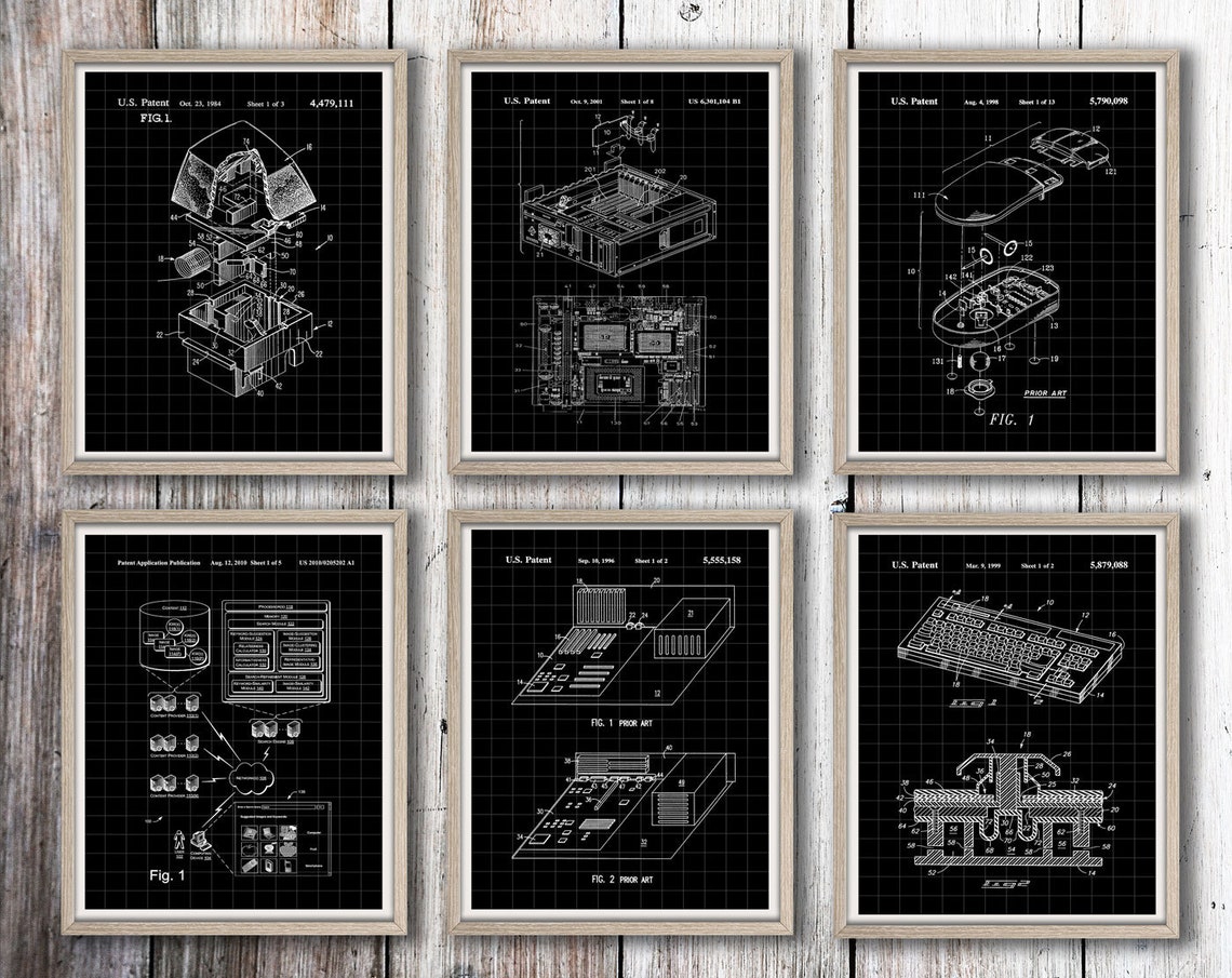 Computer Patent Set of 6 Computer Prints IT Wall Art Computer - Etsy