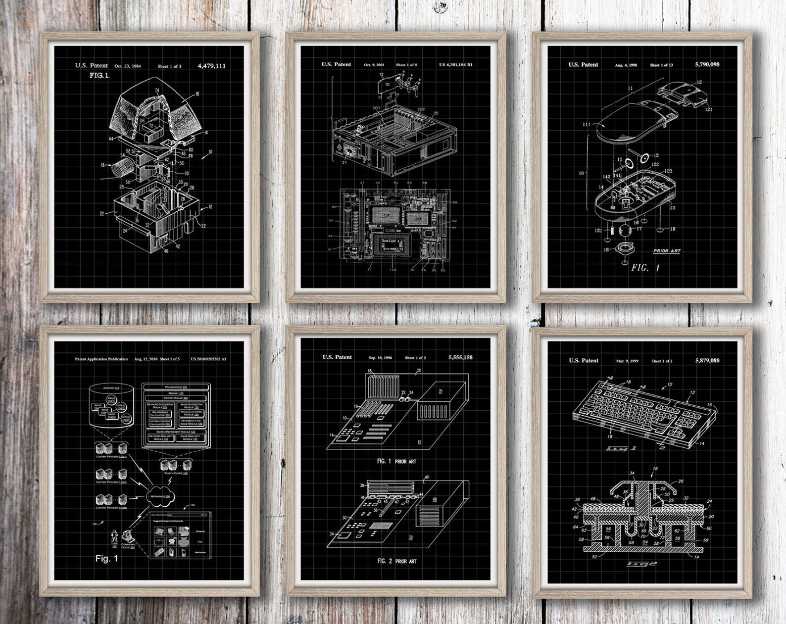 Computer Patent Set of 6 Computer Prints IT Wall Art Computer - Etsy