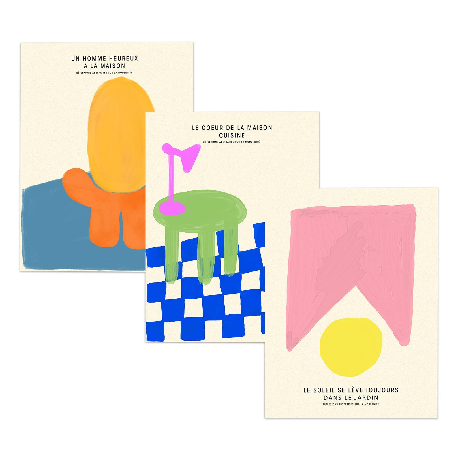 Abstract French Art Prints - Colorful Modern Wall Decor - Set of 3 - Etsy