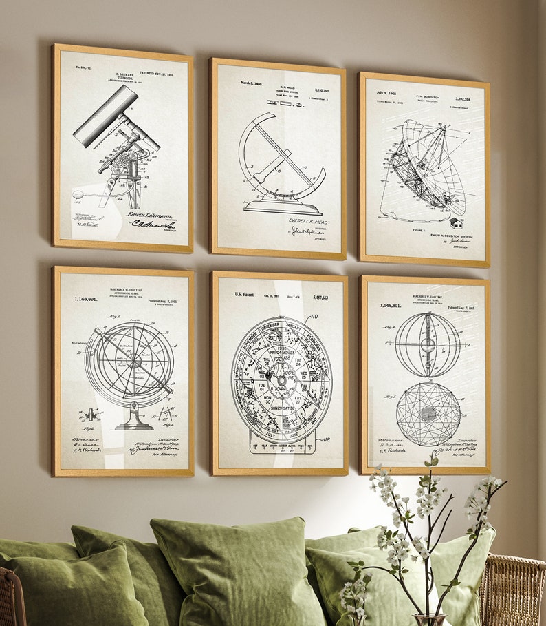 Astronomy Inventions Patent Art Print Set: Telescope, Globe, Sundial - Etsy