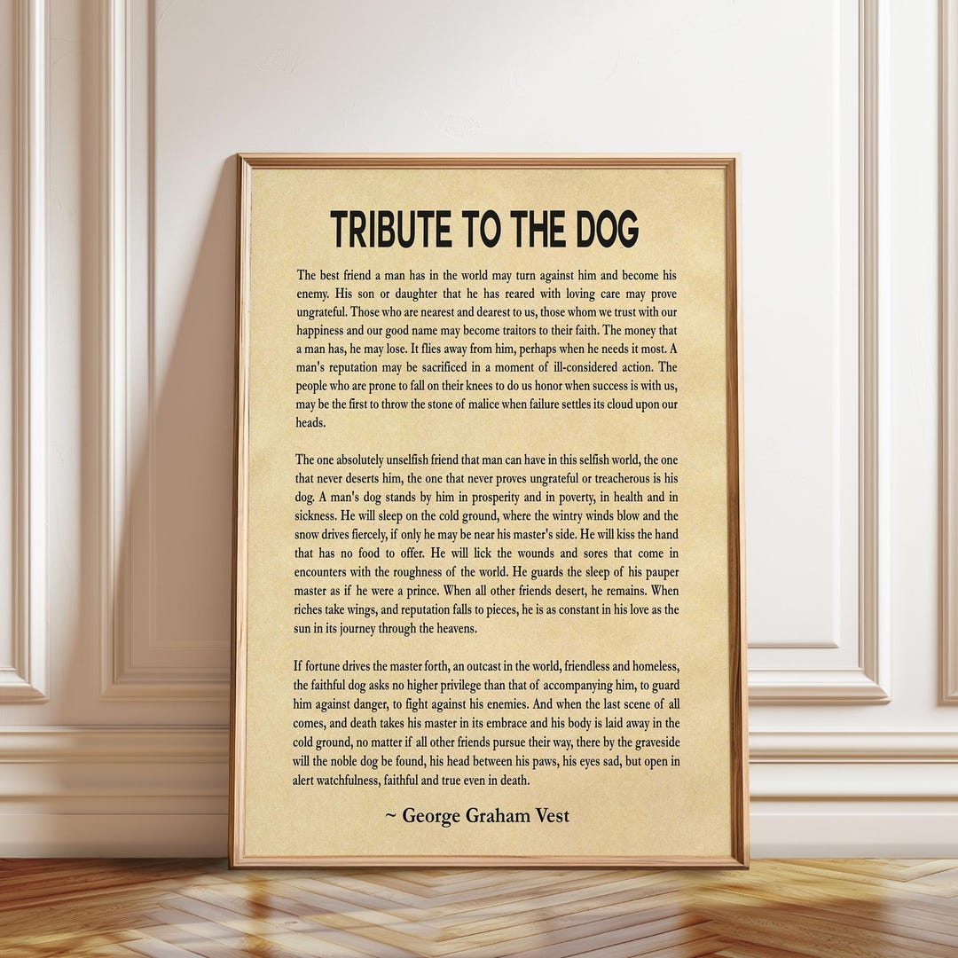 Dog Tribute Poster: George Graham Vest Poem, Archival Print - Etsy