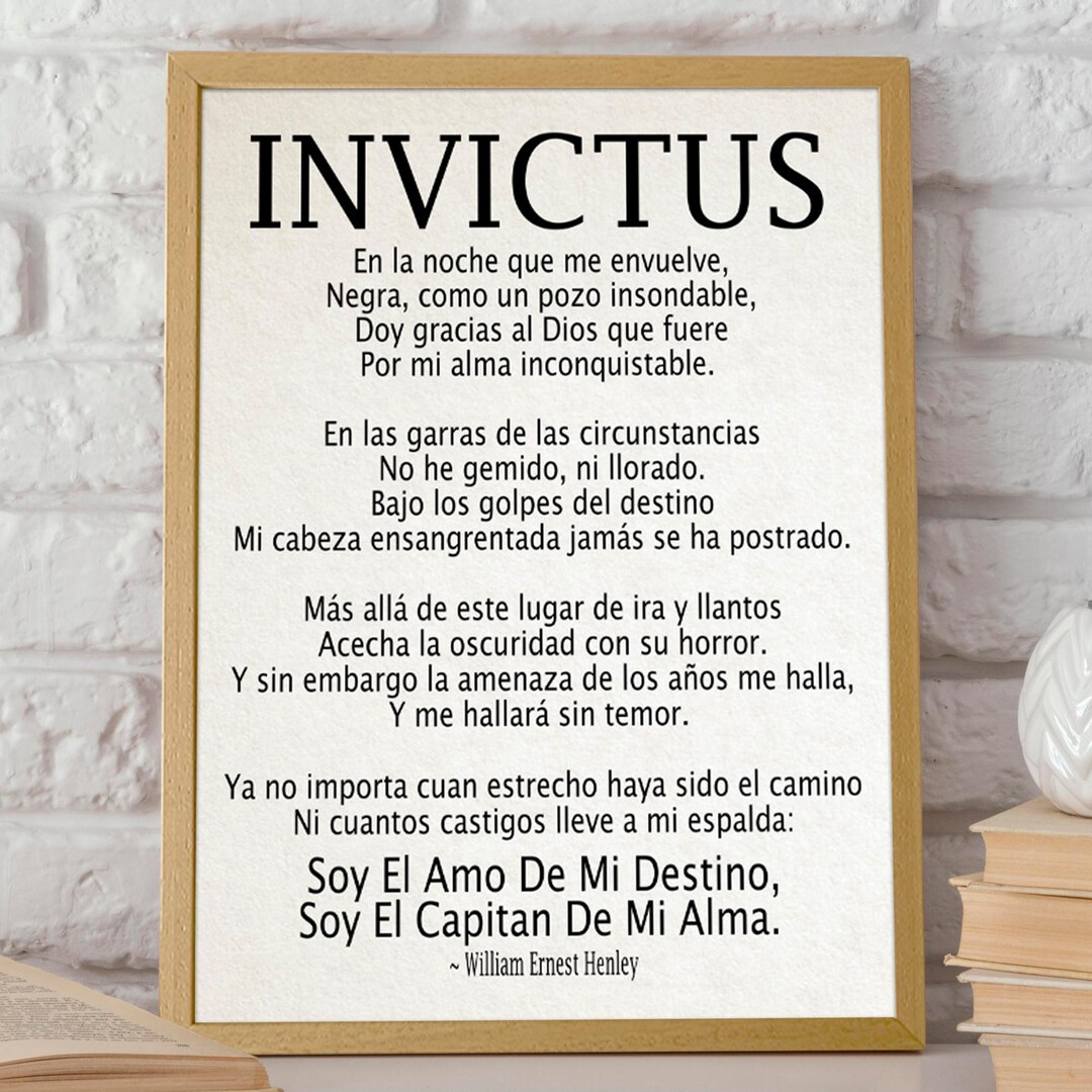 Poema Invictus en espagnol Castellano Poesía de William Ernest Henley ...