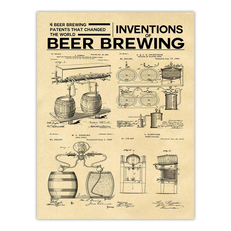 Beer Brewing Patent Art Print: Vintage Bar & Pub Wall Decor - Etsy