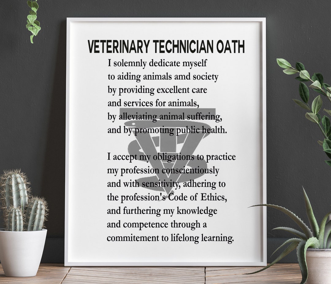 Vet Tech Gift Veterinary Technician Oath Vet Tech Gift Oath Pledge Gift for Vet Tech Gift for ...