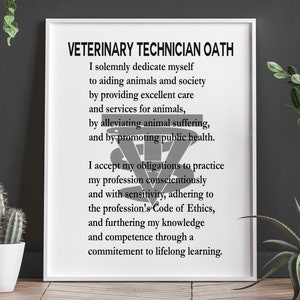 Vet Tech Gift Veterinary Technician Oath Vet Tech Gift Oath Pledge Gift ...