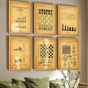 Set of 6 Chess Board Patent Wall Posters - Ideal Chess Wall Decor and ...