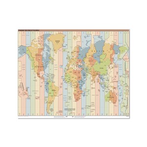 World Time Zone Map Poster - Educational Global Geography Wall Art ...