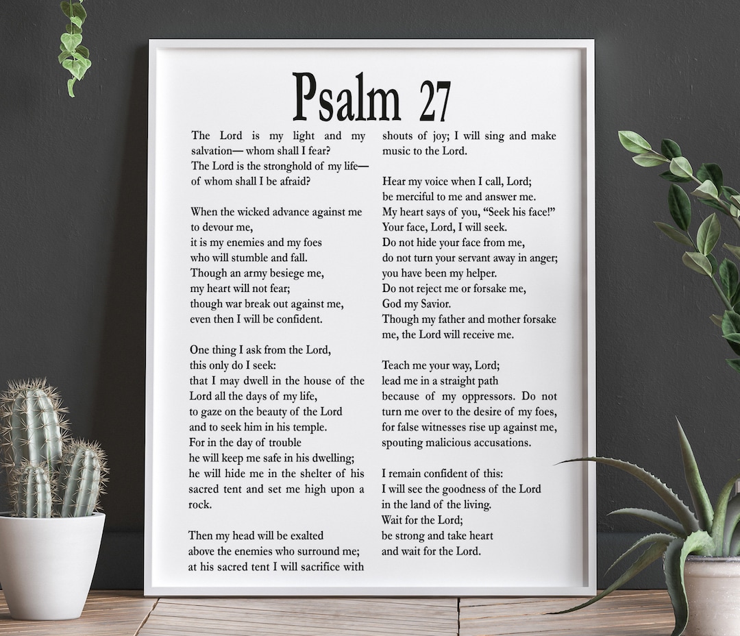 Psalm 27 Print Psalm 27 Bible Poster Bible Decor Bible Wall Art Psalm ...