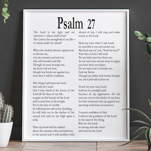 Psalm 27 Print Psalm 27 Bible Poster Bible Decor Bible Wall Art Psalm ...