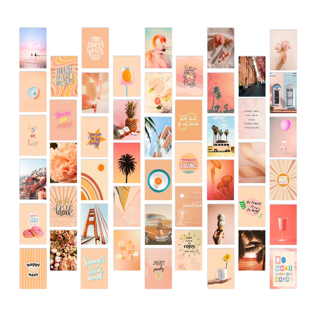 50PCS Peach Beach Picture Wall Collage Kit VSCO Girls Bedroom Decor ...