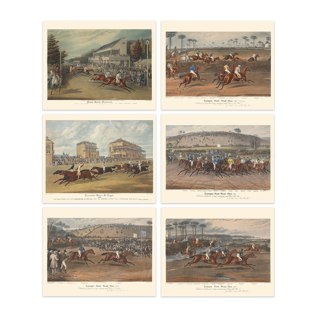 Horse Racing Posters - Set of 6 Horse Prints From the 1800s Classic ...
