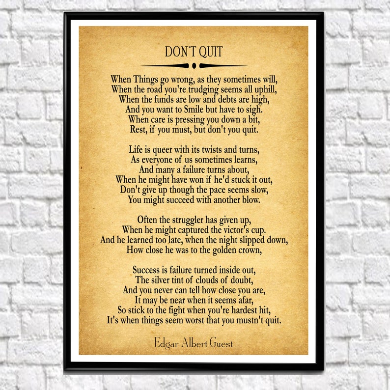Don't Quit Poem Don't Quit Motivational Poem Inspiring | Etsy UK Don't Quit Poem Don't Quit Motivational Poem Inspiring | Etsy UK