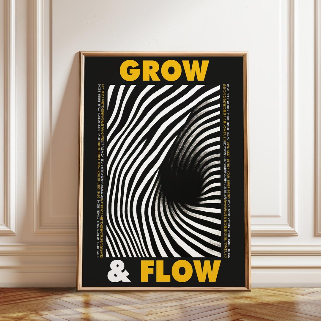 Grow & Flow Motivational Wall Art Poster - Inspirational Growth Mindset ...