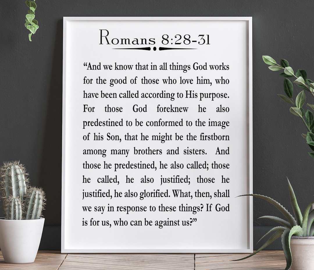 Romans 8:28-31 Bible Decor Bible Wall Art Scripture Posters Scripture ...