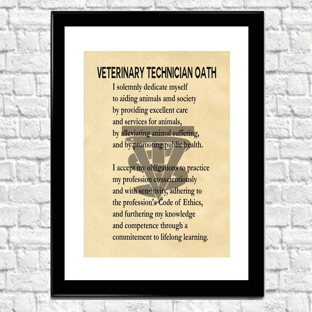 Vet Tech Gift Veterinary Technician Oath Vet Tech Gift Oath | Etsy