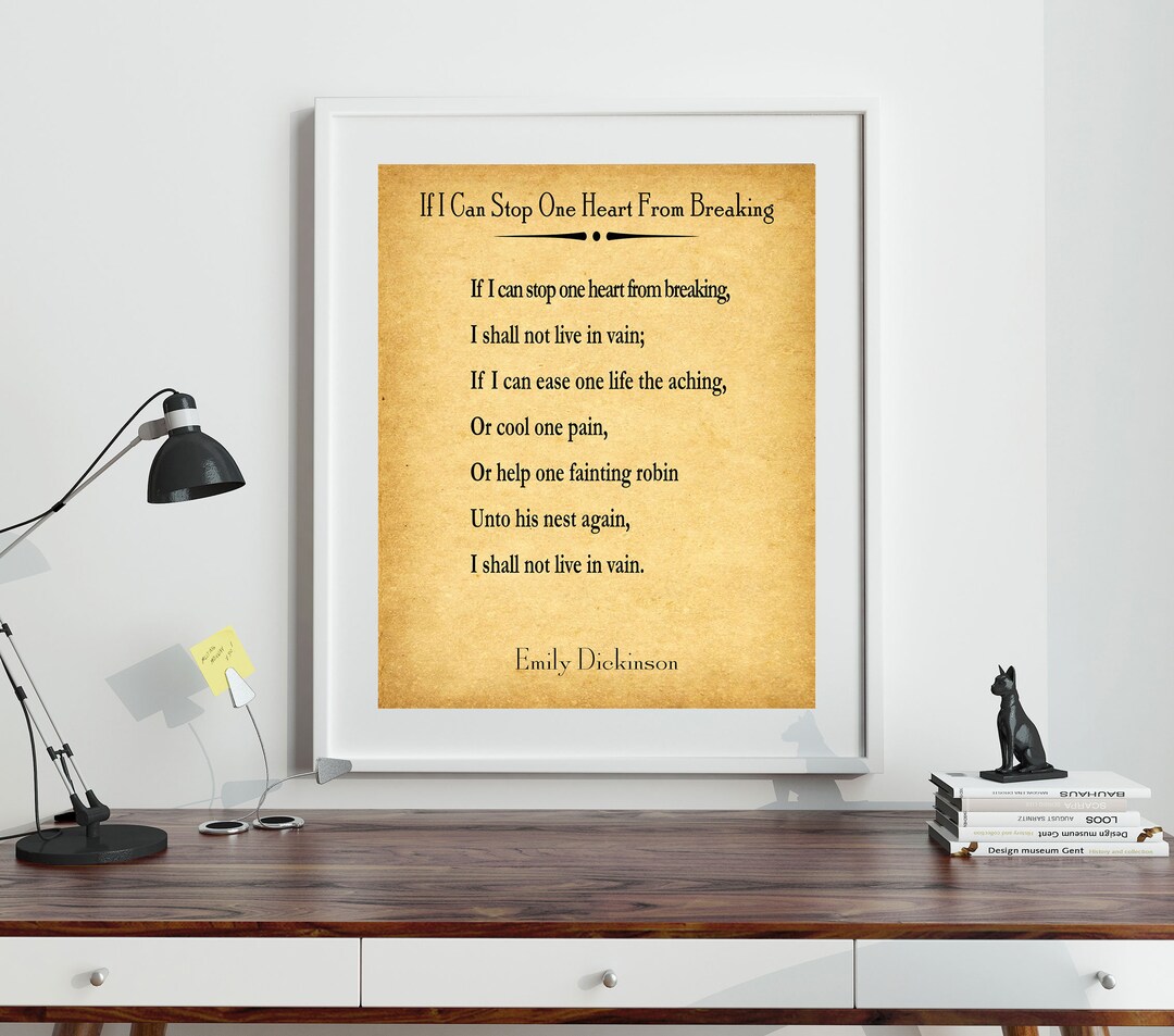 If I Can Stop Poem by Emily Dickinson - Etsy