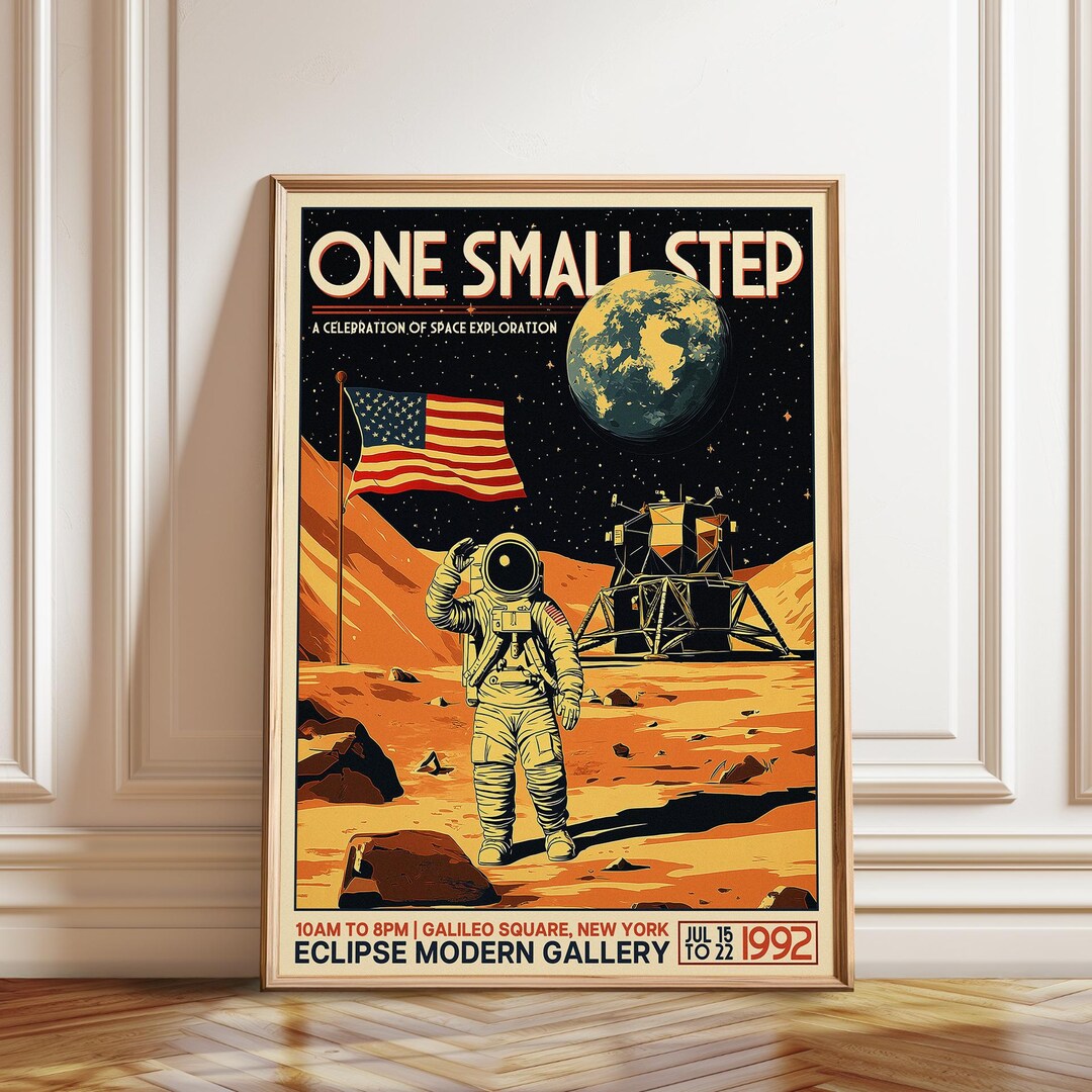 Retro Apollo 11 Moon Landing Poster: Vintage Space Exploration Art - Etsy