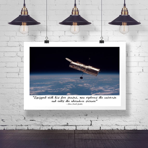 Hubble Telescope Space Poster and Quote by Edwin Hubble | Etsy
