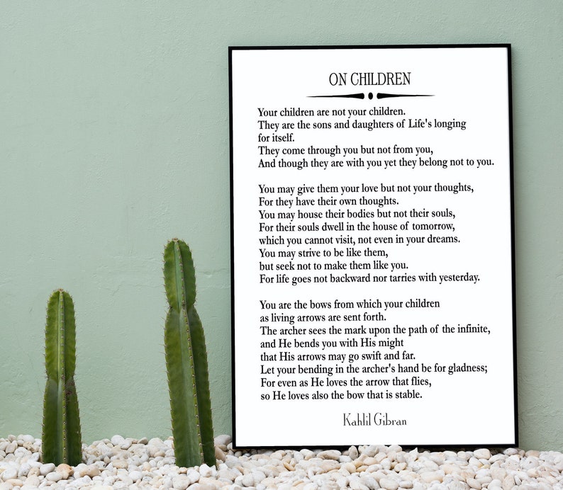 On Children Poem by Kahlil Gibran Quote the Prophet | Etsy UK