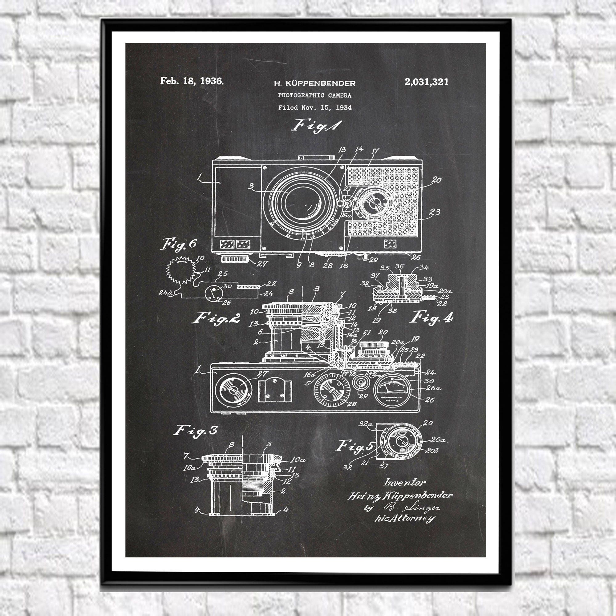 Camera Patent Poster 1934 Photographic Large Camera Print | Etsy