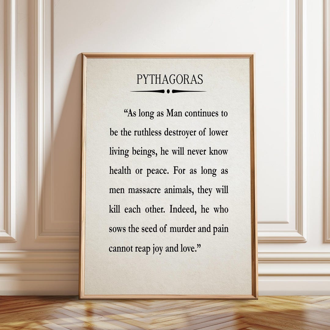 Pythagoras Vegan Quote Vegetarian Poster – Poster, Framed and Canvas ...