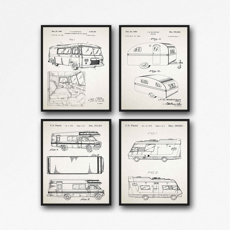 4 Camper Van Posters RV Travel Posters Set of 4 | Etsy