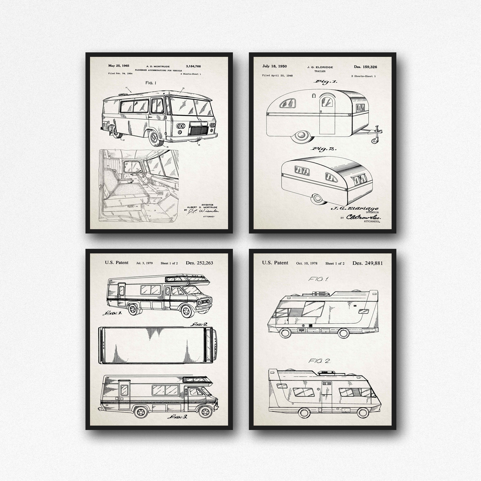 4 Camper Van Posters RV Travel Posters Set of 4 | Etsy