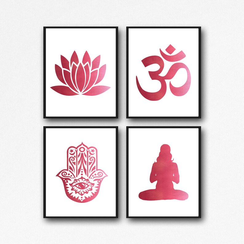 Yoga Decor Set of 4 Yoga Posters Watercolor Yoga Decor Lotus - Etsy