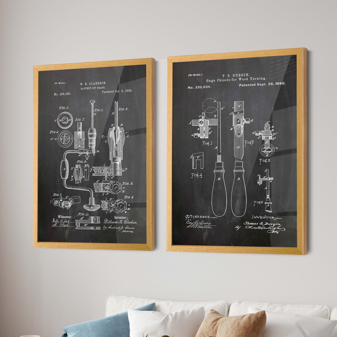 Craftsmanship Unveiled: Set of 2 Carpentry Patent Posters - Ideal for ...