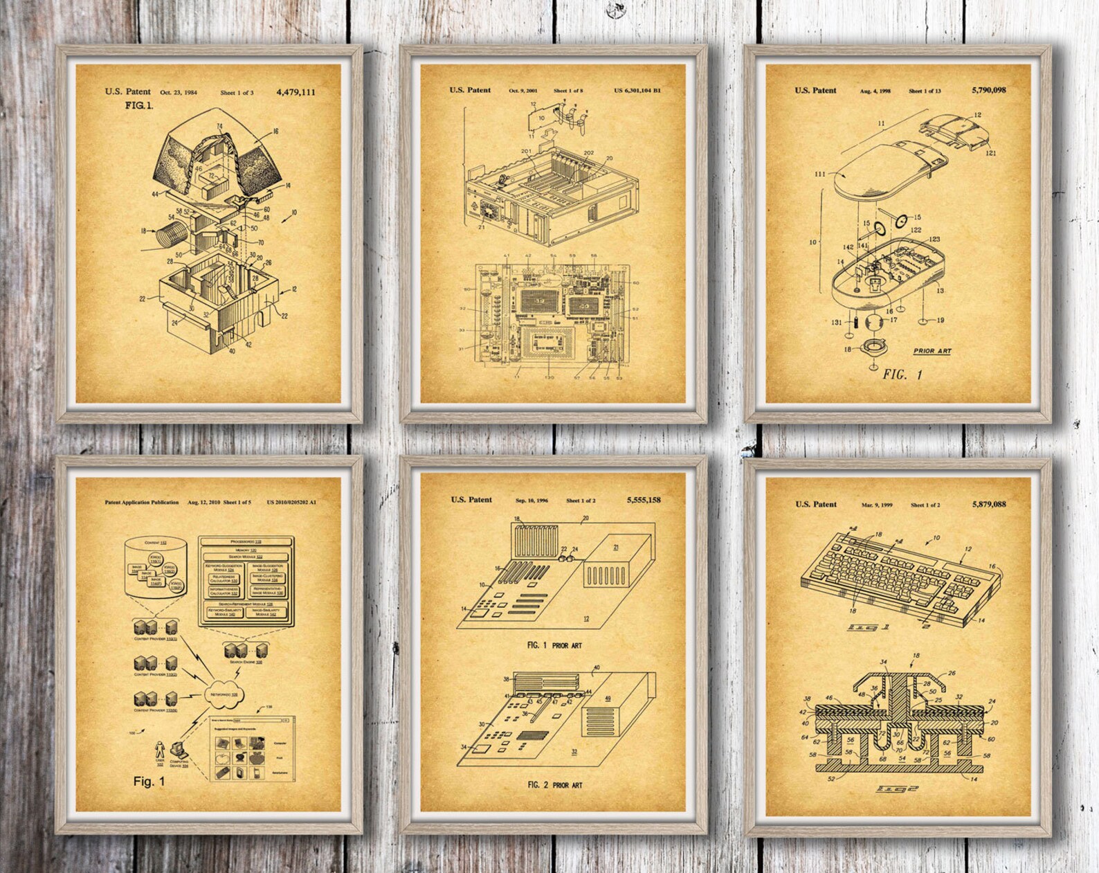 Computer Patent Set of 6 Computer Prints IT Wall Art Computer - Etsy
