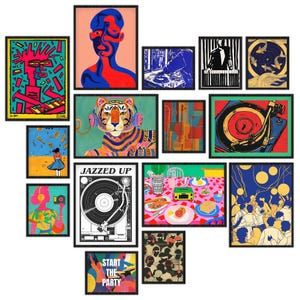 Radiohead Gallery Wall Art Set of 10 Musical Abstract Posters Colorful ...