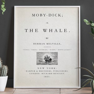 Moby Dick Title Page American Novel Book Page - Etsy
