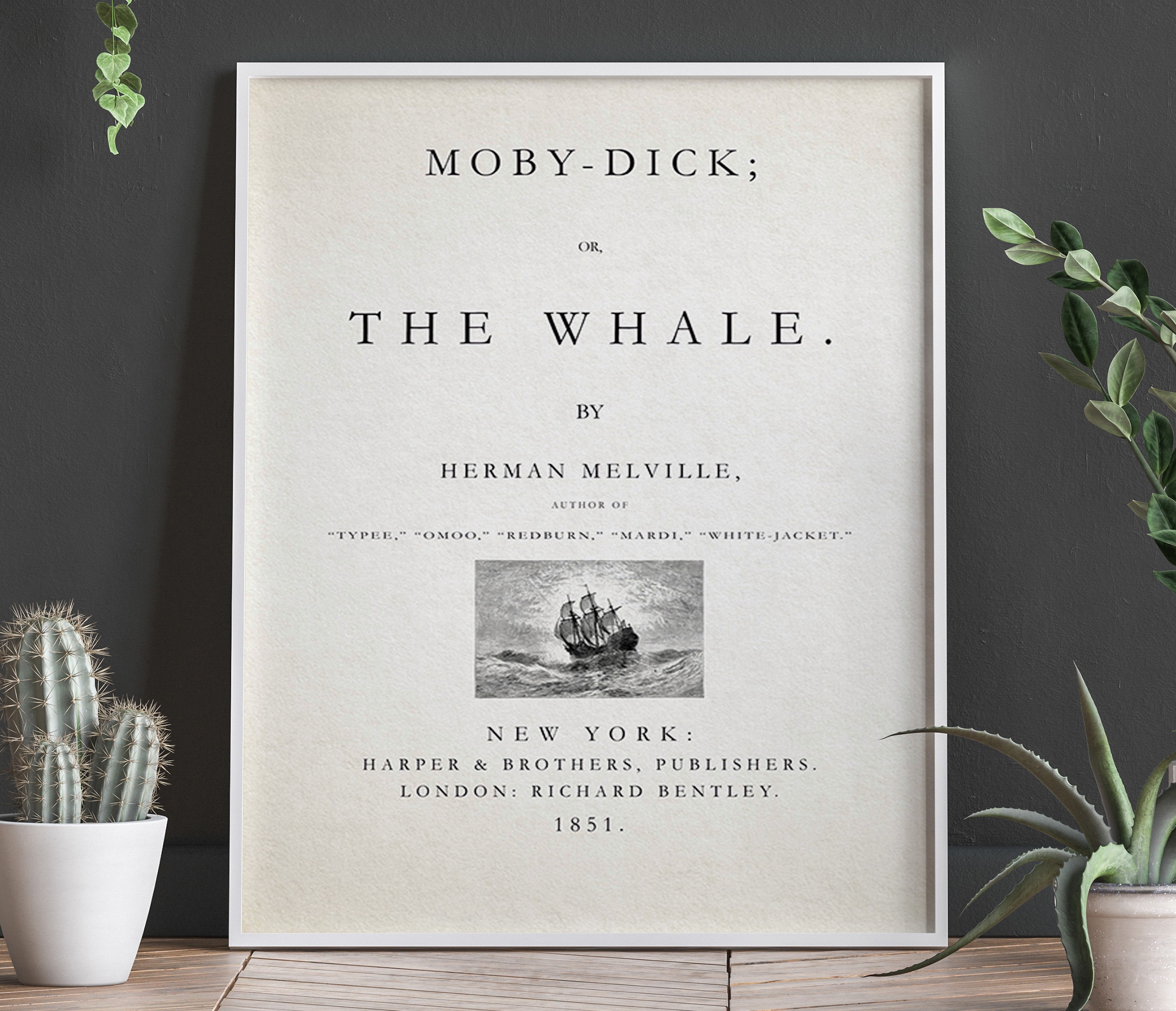 Moby Dick Title Page American Novel Book Page - Etsy