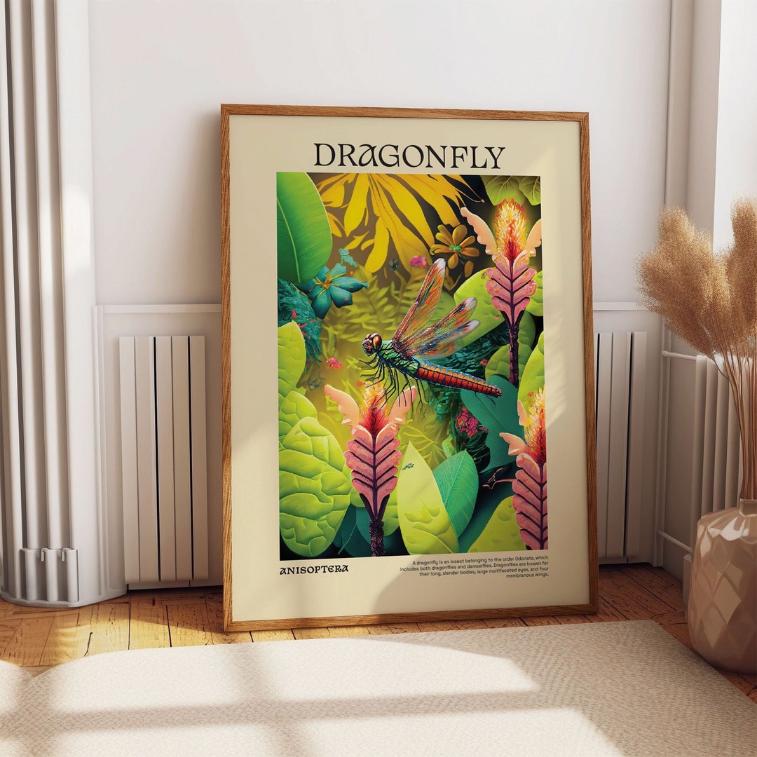 Dragonfly Insect Art Poster for Room Aesthetic Enchanting Wall Art Gift ...