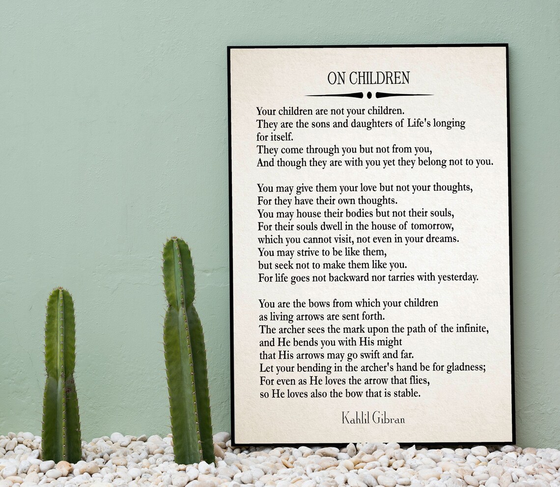 On Children Poem by Kahlil Gibran Quote the Prophet - Etsy UK