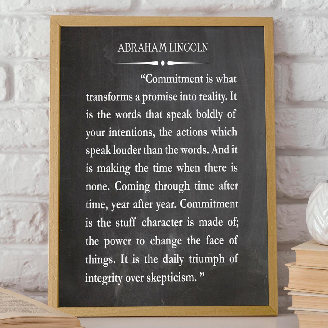 Abraham Lincoln Quote Poster: Commitment Business Print - Etsy
