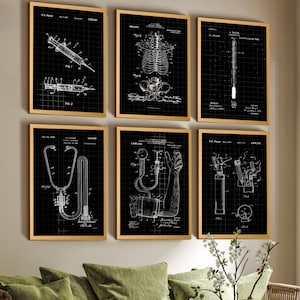 Set of 6 Retro Medical Inventions Posters - Unique Doctor Gift & Clinic ...