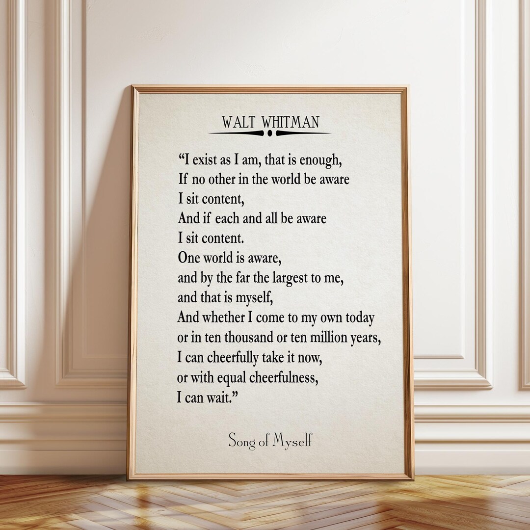 Walt Whitman Poem Print: Song of Myself Quote - Literary Wall Art ...