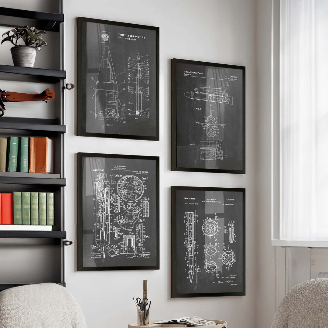Embark on Cosmic Adventures: Set of 4 Space Travel Patent Posters ...