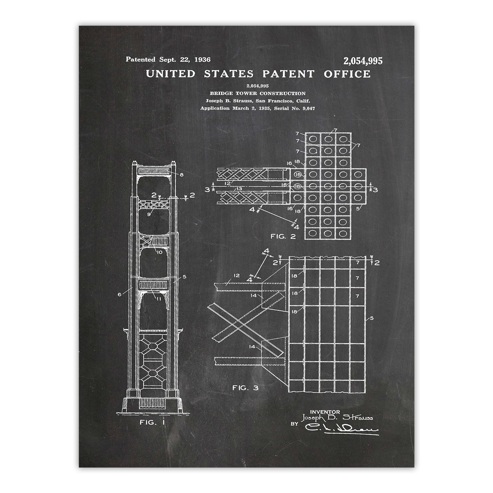 Golden Gate Bridge Patent Print: Architectural Wall Art - Etsy