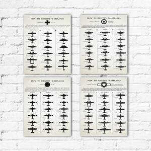 WWII Warplanes Chart Set of 4 Military Aviation Prints - Etsy