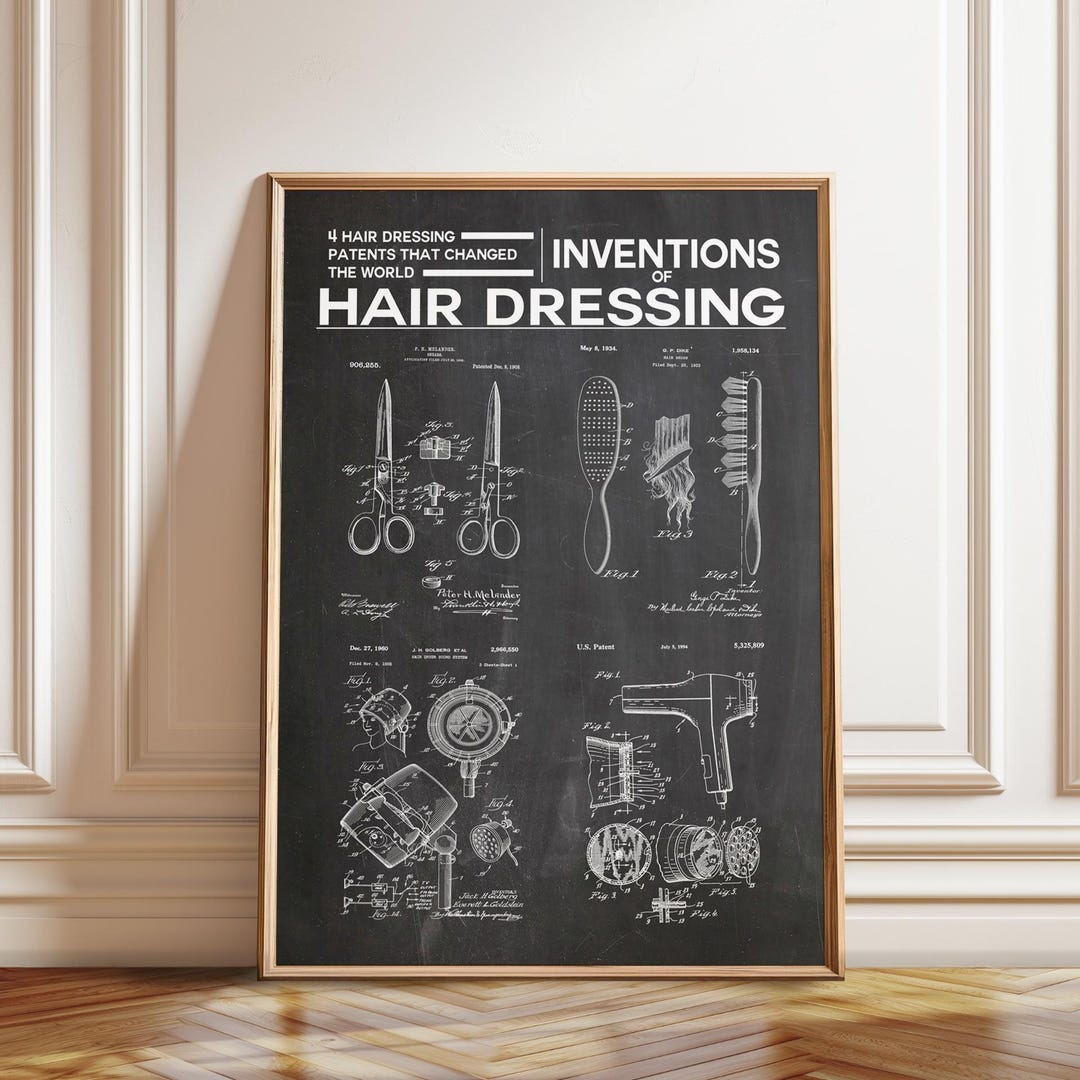 Hairdressing Inventions Poster: Vintage Salon Patent Prints - Wallbuddy ...