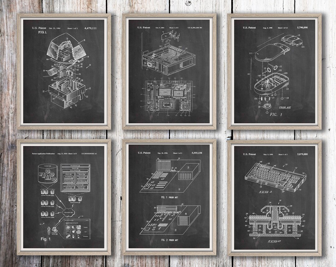 Computer Patent Set of 6 Computer Prints IT Wall Art Computer ...
