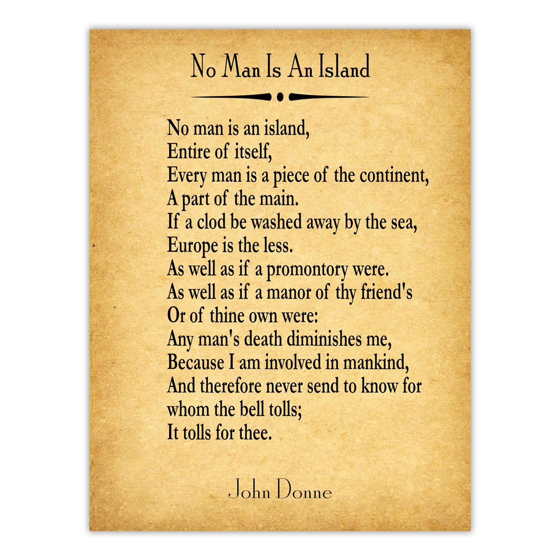 John Donne Poem Print: No Man is an Island, Literary Wall Art - Etsy