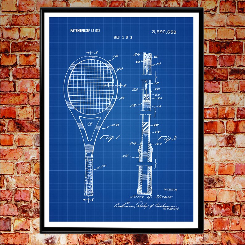 Tennis Racket Patent Poster Tennis Art Tennis Gift for Tennis - Etsy ...