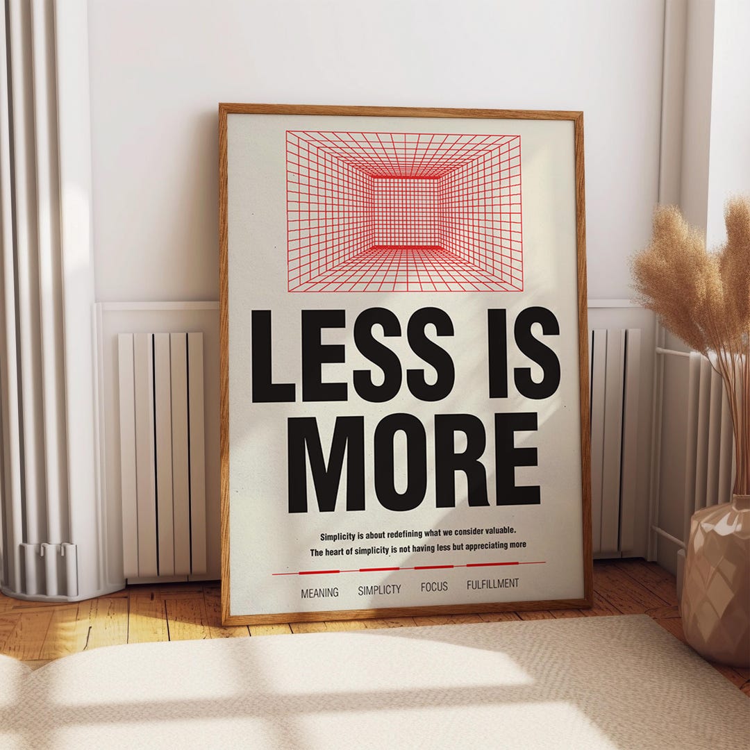 Less is More Typography Poster – Minimalist Modern Wall Art, Simple ...