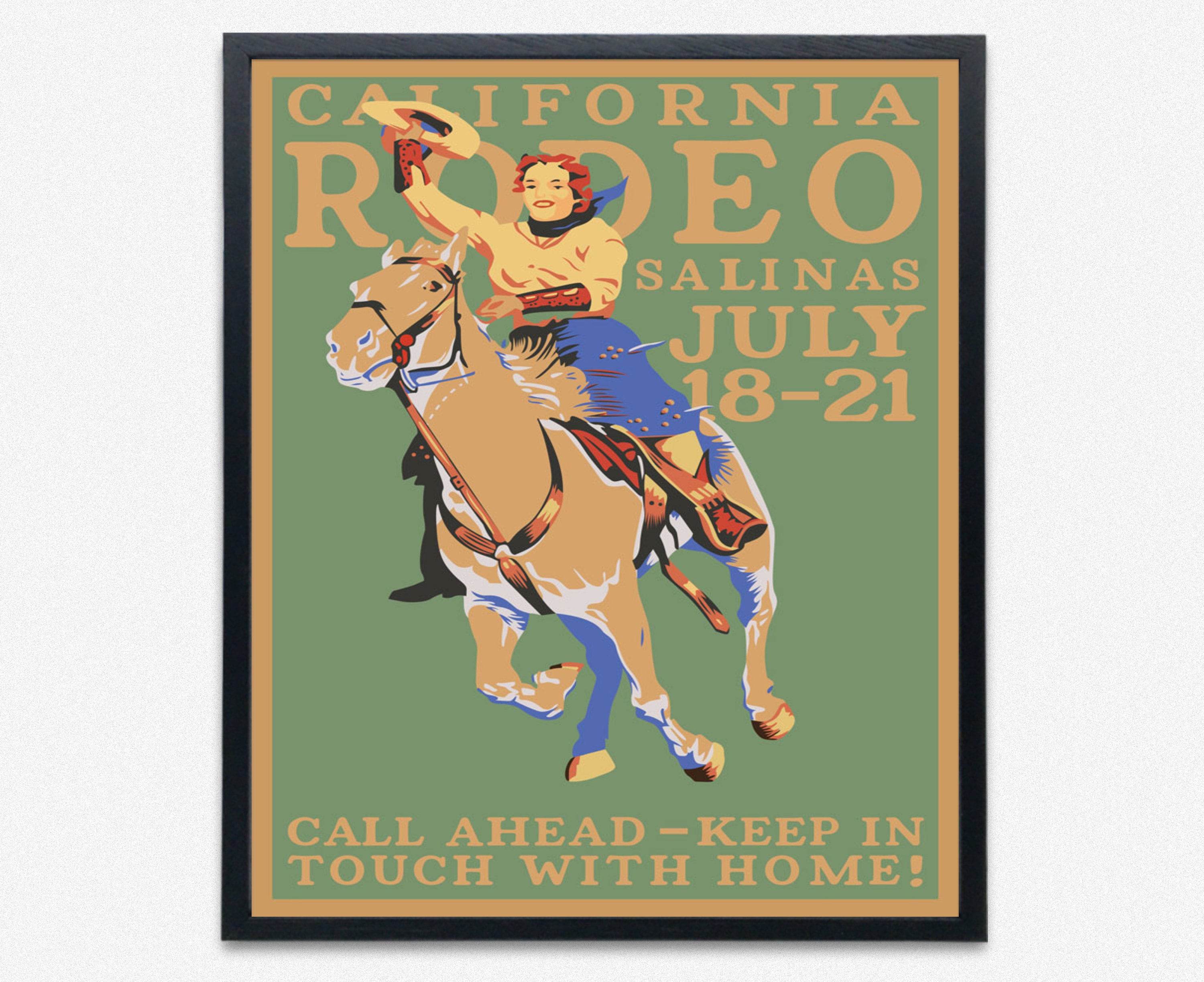 Rodeo Poster California Poster Vintage Cowboy Decor | Etsy