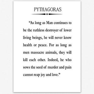 Pythagoras Vegan Quote Vegetarian Poster - Etsy